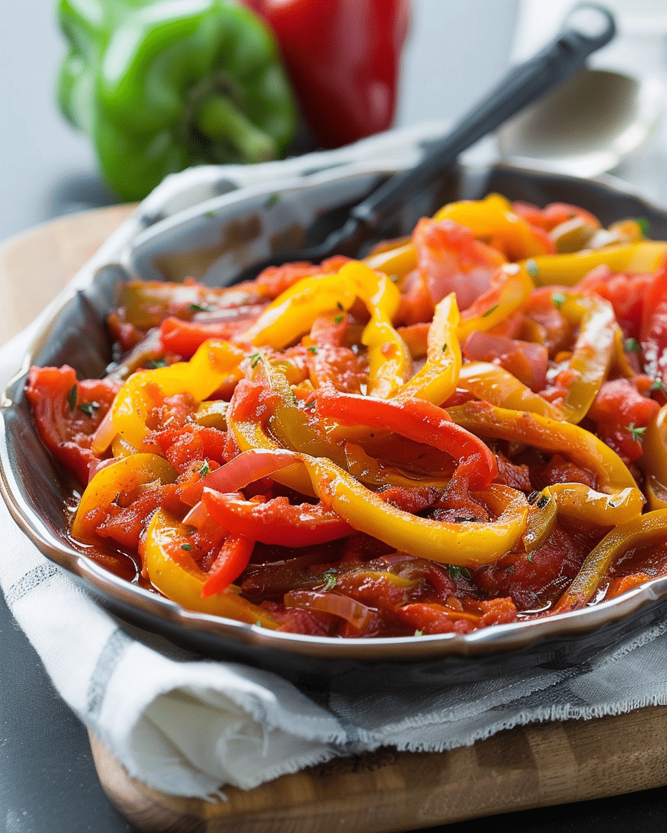 Peperonata – Italian Stewed Peppers | CookedByMomy