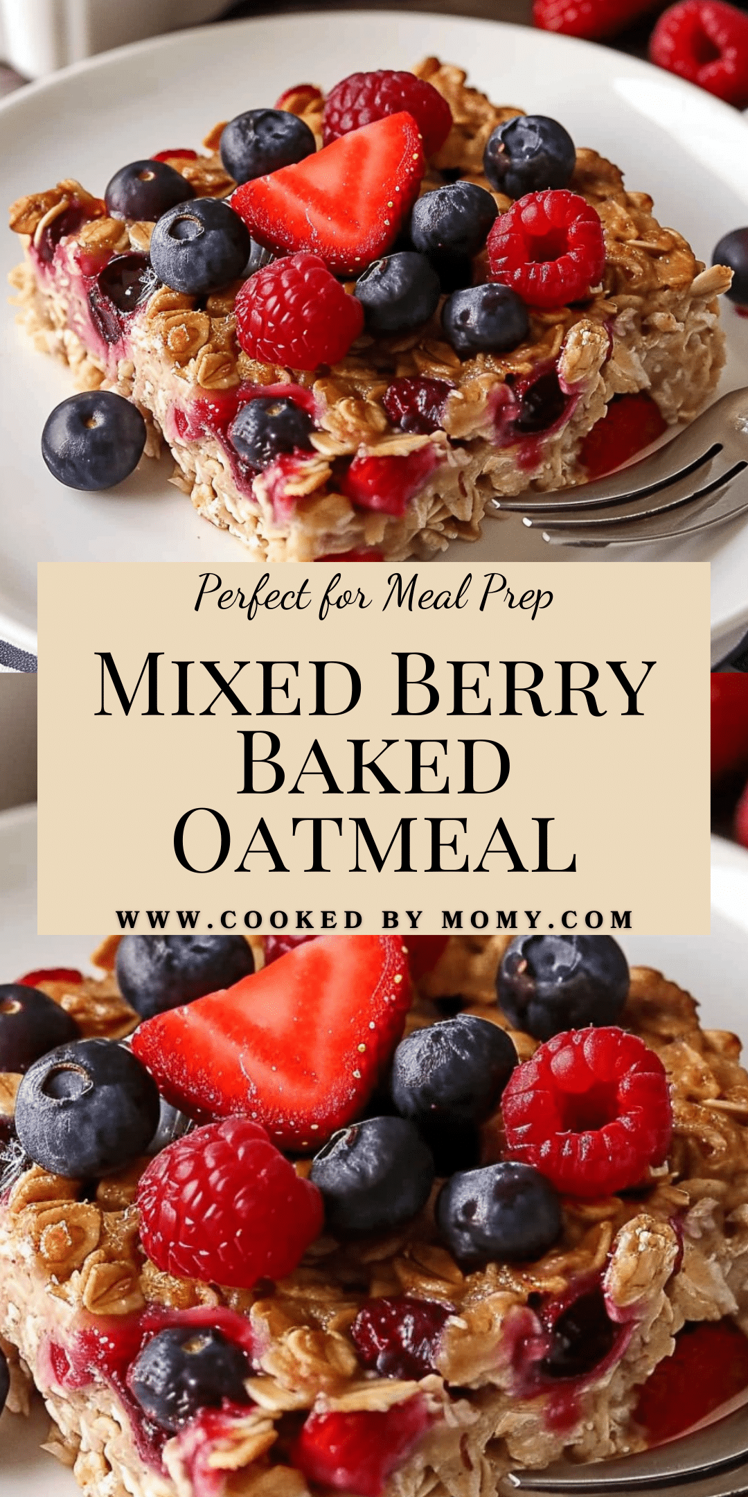 Mixed Berry Baked Oatmeal | CookedByMomy
