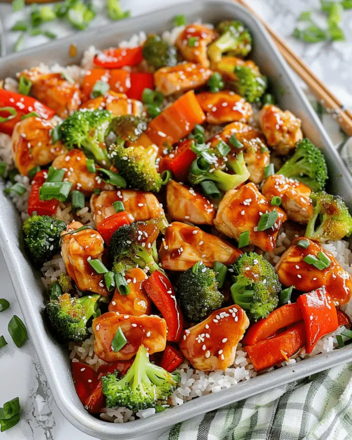 Sheet Pan Sesame Chicken and Veggies | CookedByMomy