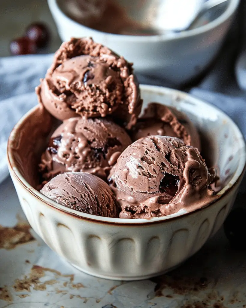 Vegan Chocolate Tahini Cherry Chunk Ice Cream | CookedByMomy