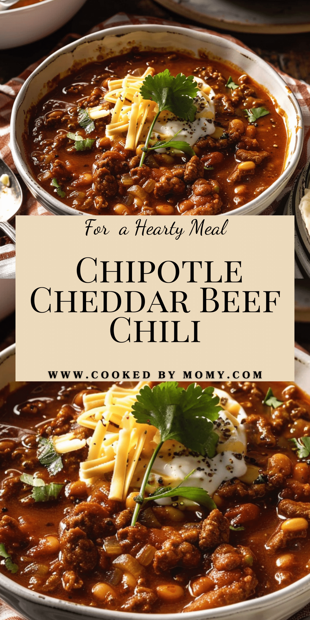 Easy Chipotle Cheddar Beef Chili | CookedByMomy