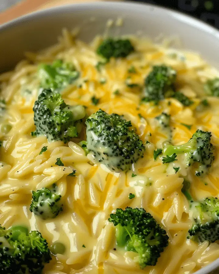 One Pot Broccoli Cheese Orzo | CookedByMomy