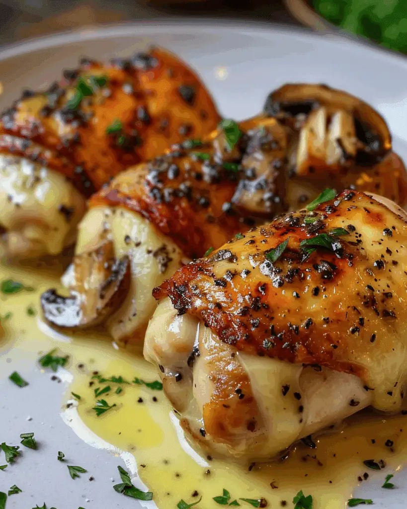 Cheesy Garlic Butter Mushroom Stuffed Chicken | CookedByMomy