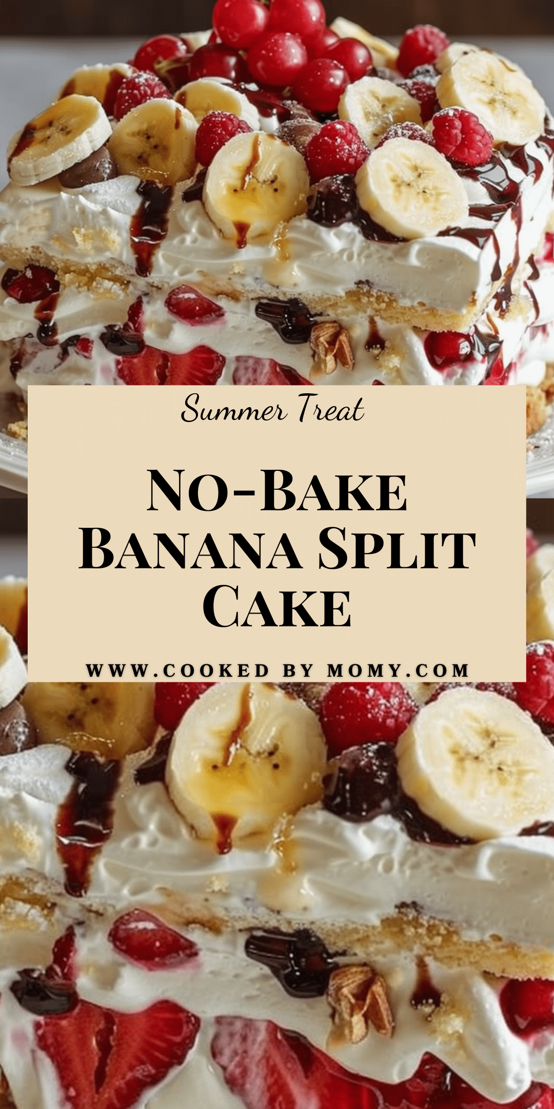 No-Bake Banana Split Cake | CookedByMomy