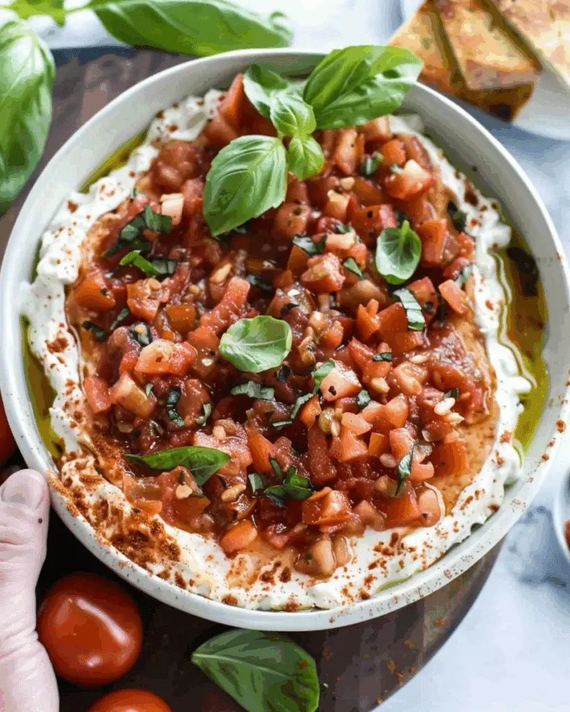 2-Ingredient Creamy Bruschetta Dip | CookedByMomy